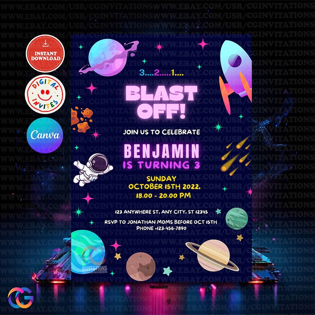 Astronaut Party Invitation Wording Outer Space Birthday Invitation