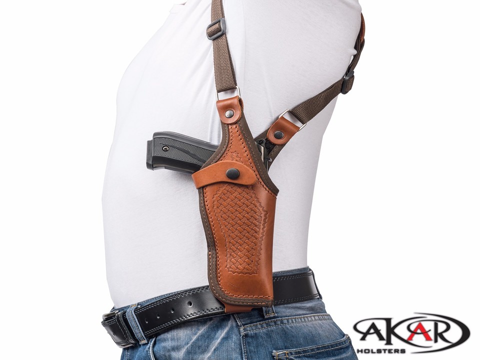 Vertical Shoulder Leather Holster for 1911 5" - 6" - Choose your Color ...