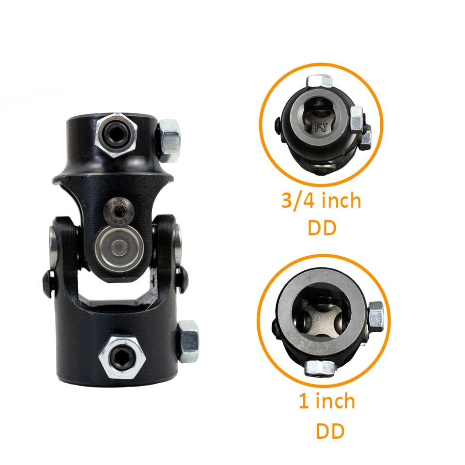 1" DD X 3/4" DD BLACK Steering U Joint Coupler 1" Column to 3/4" DD ...