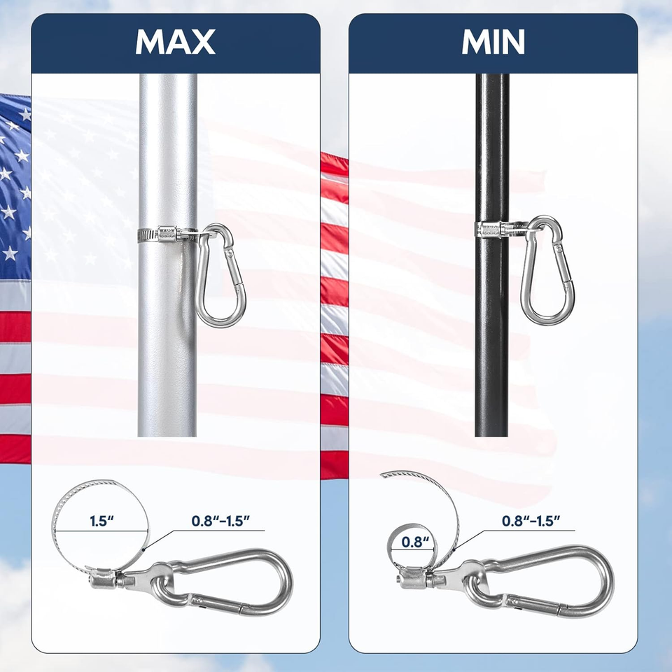 2Pcs Flag Pole Ring,Stainless Steel Adjustable Flag Pole Rings Clamp ...