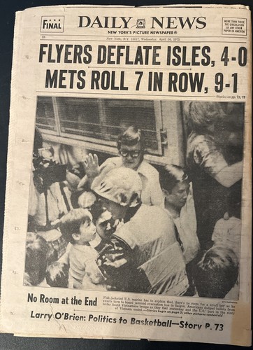 Vietnam War ENDS Fall of Saigon New York newspaper 1973 original ...