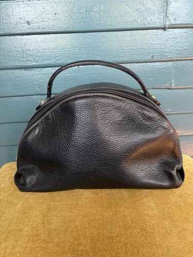 A Testoni Dinamico Clam Shaped Leather Bag VINTAGE Black | eBay