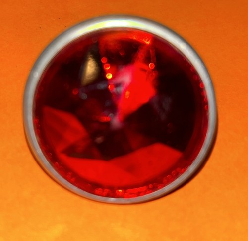 Vtg 1.75” Ruby Red Reflector Bicycle Harley Panhead Knucklehead License ...