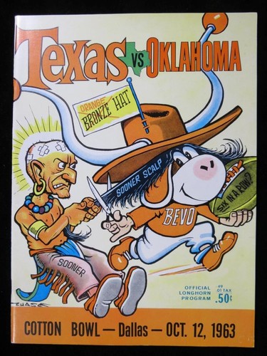 1963 Texas vs Oklahoma College Football program w/ Cartoon Color | eBay