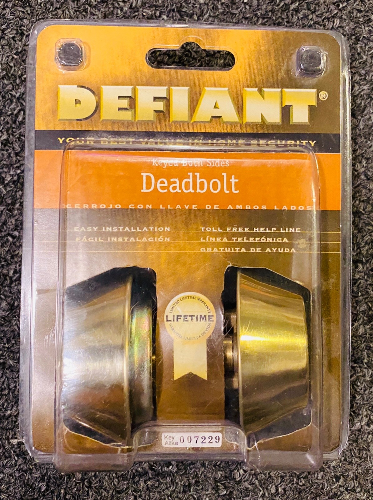 Defiant Deadbolt Keyed "BOTH SIDES" Home Security Shiny Brass 154 725 ...