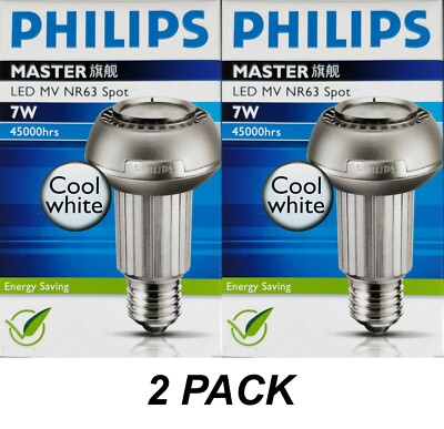 2 x 7W Philips LED R63 Light Globes Bulbs Lamps Cool White 4100K Screw ...