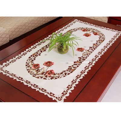 60x120cm Tablecloth Embroidered Flower Coffee Table Cloth Cover Home ...