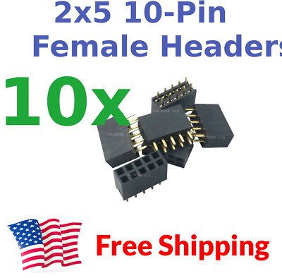 10Pcs 2.54mm Pitch 0.1 0.1" 2x5 10 Pin 10p Female Dupont Header Through ...