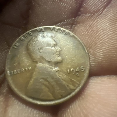 1945-D Lincoln Wheat Cent Circulated Very Fine Coin Rim Error "L ...
