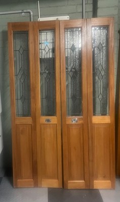 DOUBLE BI-FOLD DOOR SET - FEDERATION STYLE - PANEL BOTTOM & LEADLIGHT ...