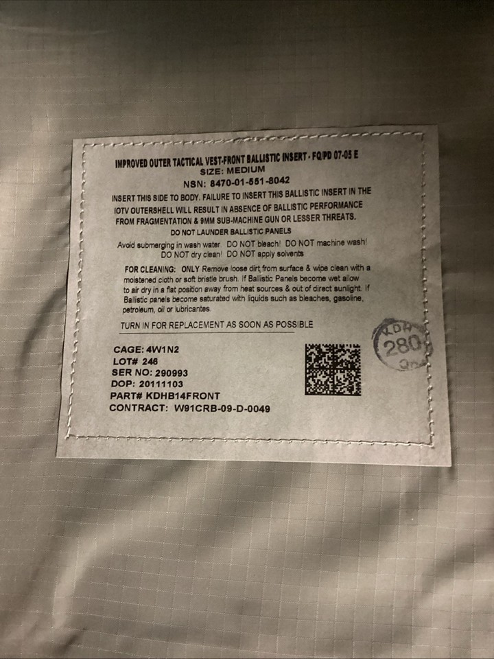 US Army UCP Gen 2 IOTV (Improved Outer Tactical Vest) Size Medium With ...