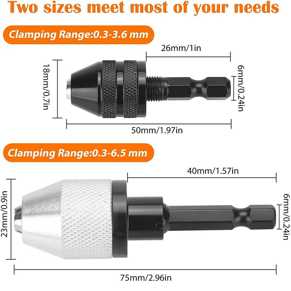 Drill Chuck Bit Hex Shank Hole Driver Keyless Adapter Keyless Drill ...