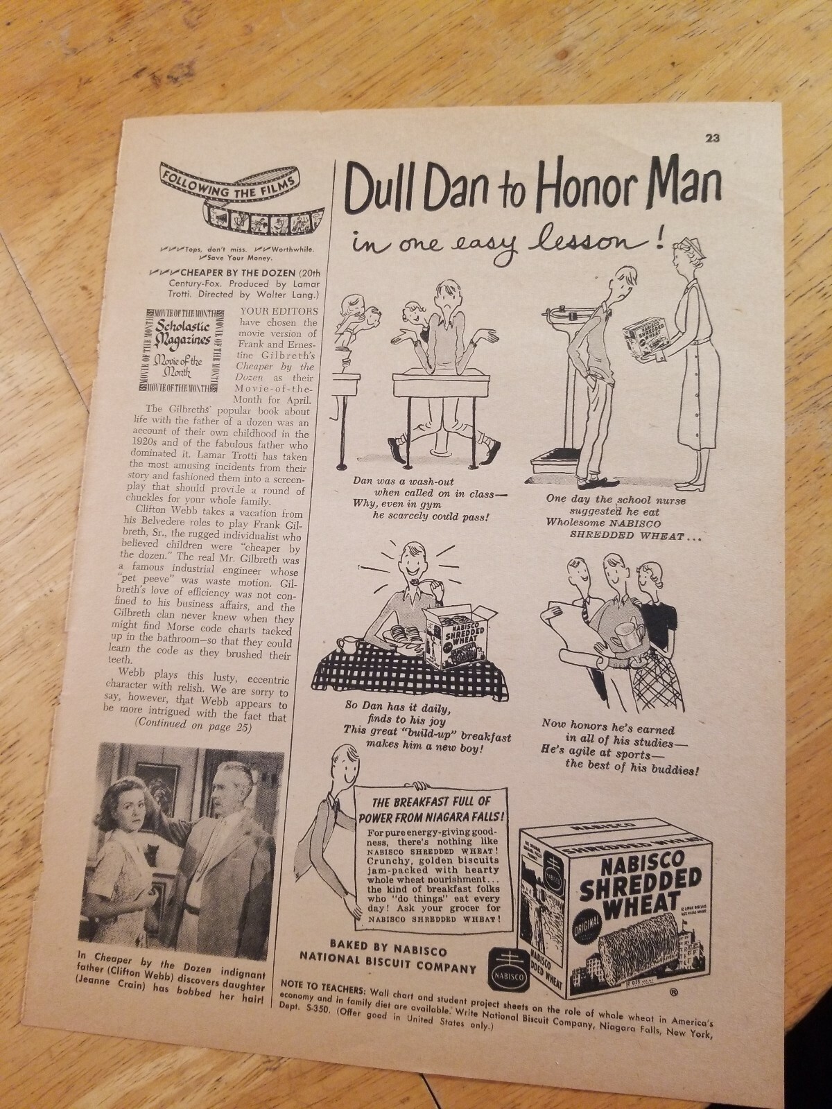 1950 print ad: Dull Dan to Honor Man-Nabisco Shredded Wheat-Note to ...