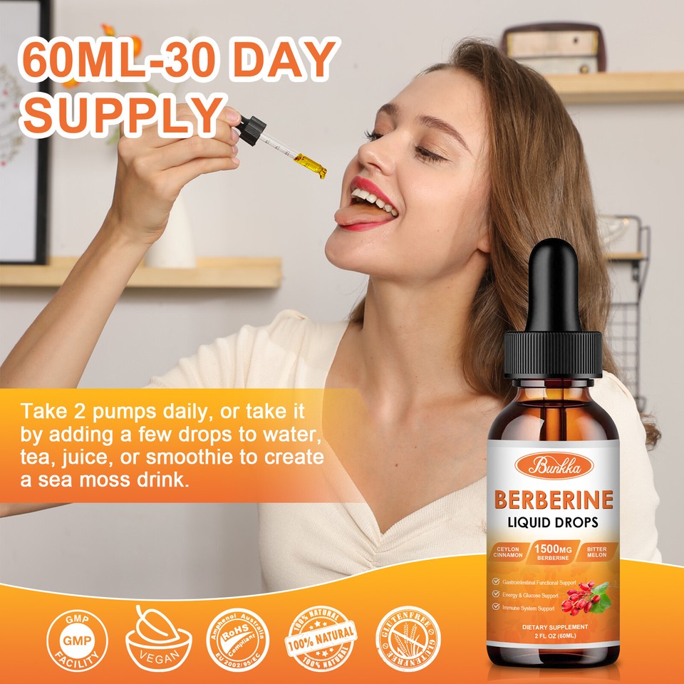 Natural Berberine Liquid Drops,10in1 Formula,Metabolism&Digestive ...