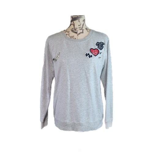 Karl Lagerfeld Paris Size M Modal Cotton Gray Sweatshirt Top Patches ...