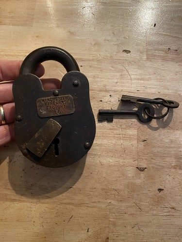 Winchester Padlock Stagecoach Gunsmith Lock Key Patina 1.5LB+ Western ...