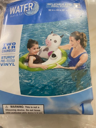 Water Sun and Fun Cow Inflatable Baby Pool Float-32in x 22in- Ages 0-1 ...