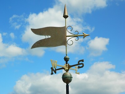 large copper banner weathervane /weather vane with genuine verdigris ...