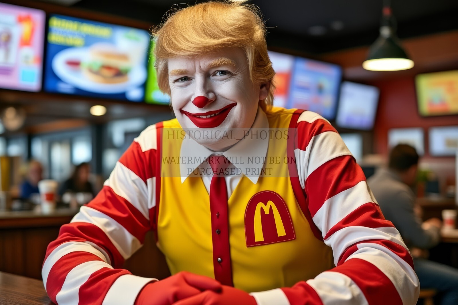 PRESIDENT DONALD TRUMP AS RONALD MCDONALD COMICAL 4X6 AI PHOTO POSTCARD ...