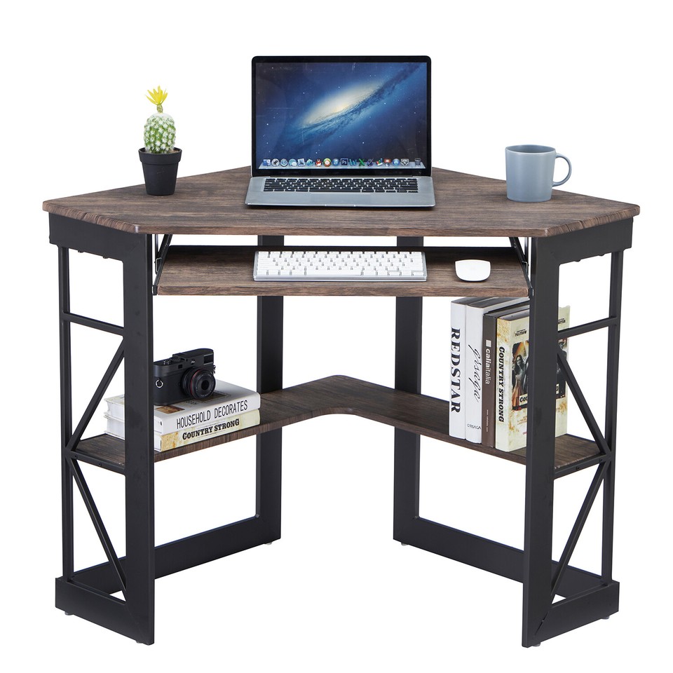 Triangle Corner Computer Desk Small Spaces Home Office Desk Laptop Work ...