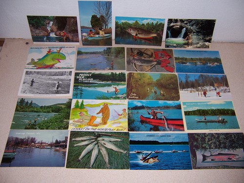 1950s-70s FISHING, FISHERMAN, FISH VTG PHOTO POSTCARD LOT of 20 DIFF ...
