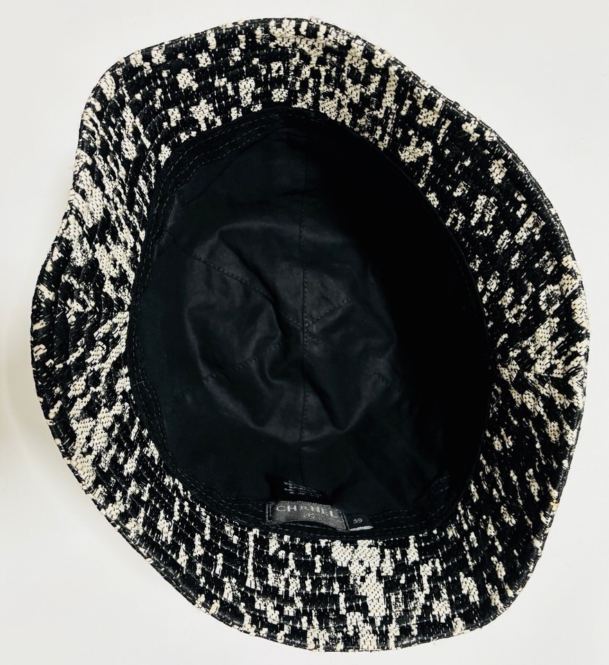 Chanel Hat Size 59 Chanel Bucket Hat Black and White Rare! | eBay UK