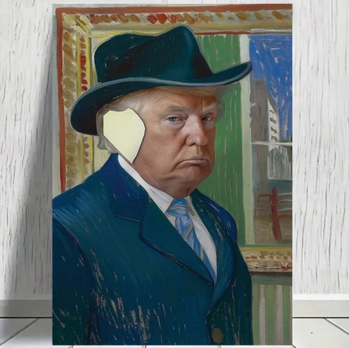 CANVAS FRAMED President Donald Trump Painting Poster Ear Shot Speech ...