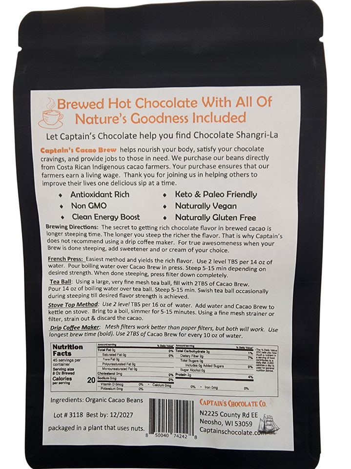 Organic Cacao Brew, Natural Brewed Cacao, Brewed Hot Chocolate tea ...