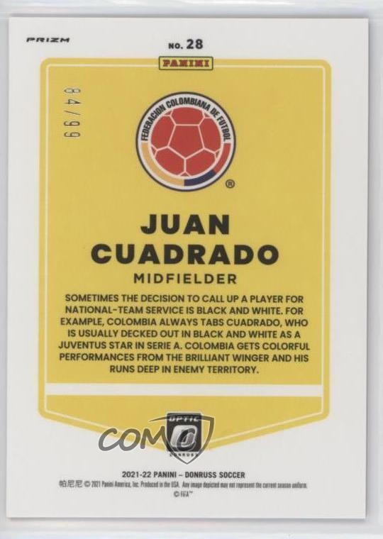 2021 Panini Donruss Road to Qatar Optic Purple Velocity Prizm /99 Juan ...