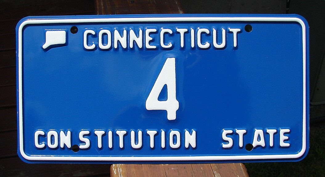 1994 Connecticut CONSTITUTION STATE License Plate # 4 SINGLE DIGIT LOW ...