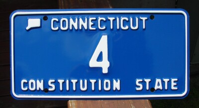 1994 Connecticut CONSTITUTION STATE License Plate # 4 SINGLE DIGIT LOW ...