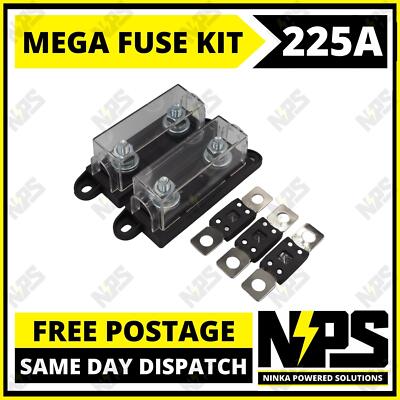 225A MEGA FUSE KIT 2x ANM Holder 3x 225 AMP Fuses Dual Battery Sound ...