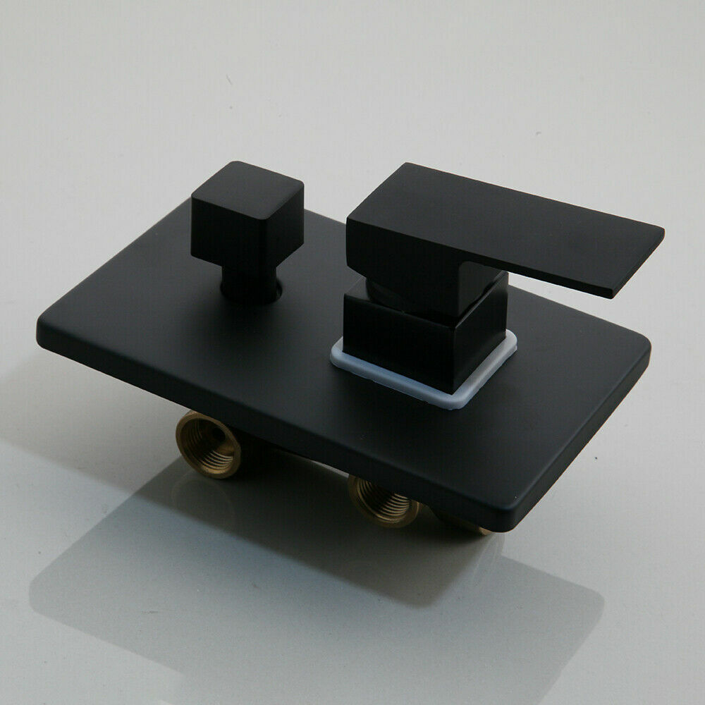 12'' Rain Black Shower Faucet Set Square Head Hand Spray Mixer ...