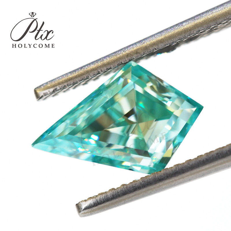 Loose Moissanite Stone Kite Shape Brilliant Cut Aqua Blue VVS1 With ...