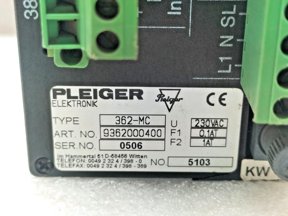PLEIGER ELEKTRONIK 362-MC MULTI FUNCTION CONTROLLER 9362000400 230VAC | eBay