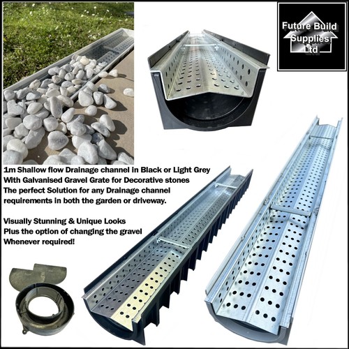 Decorative stone Gravel Drainage Drain channel 90mm Deep for Garden or ...