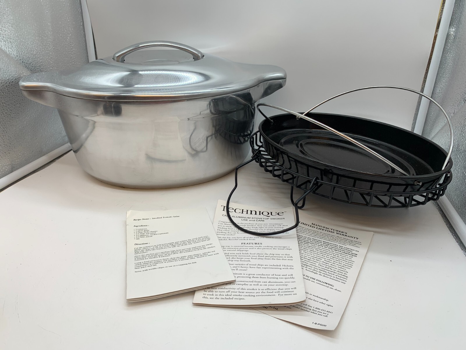 Technique Cast Aluminum 6 1/2 qt Dutch Oven Stovetop Smoker Roaster ...