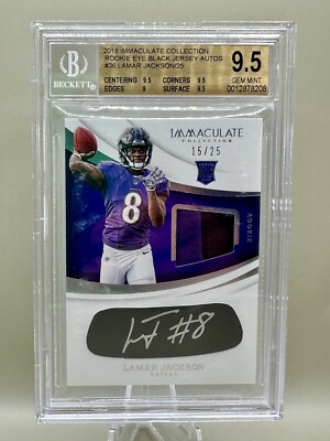 2018 IMMACULATE LAMAR JACKSON RPA RC ROOKIE PATCH EYE BLACK AUTO 15/25 ...