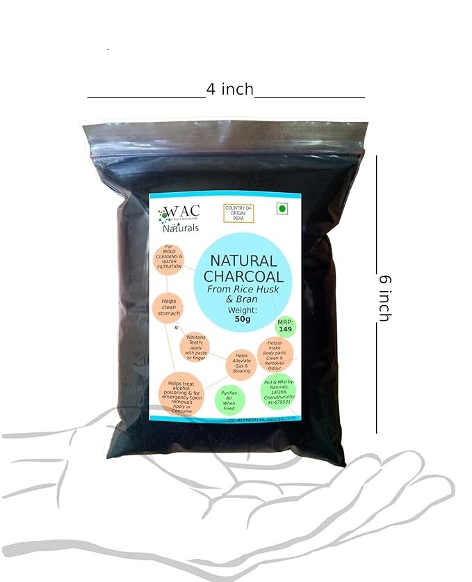 WAC Naturals Natural Charcoal From Rice Husk And Bran - 50g | eBay