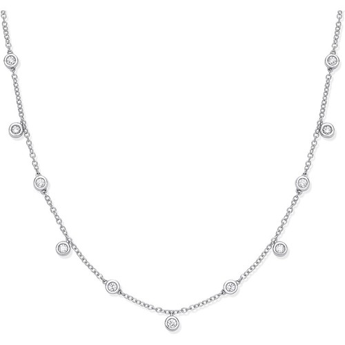 18ct White Gold 0.33ctw Rub Over Set Diamond Chain | eBay