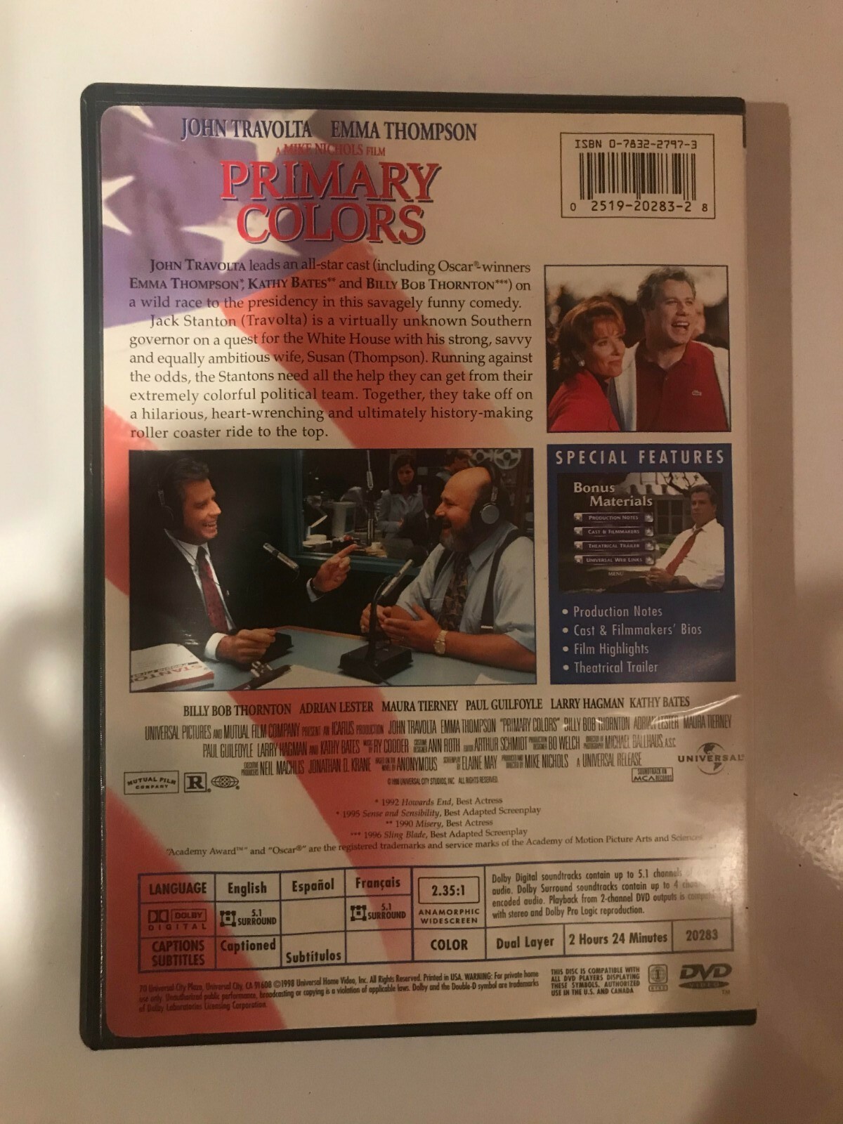 Primary Colors (DVD, 1998, Widescreen) Universal Movie Classic Comedy ...