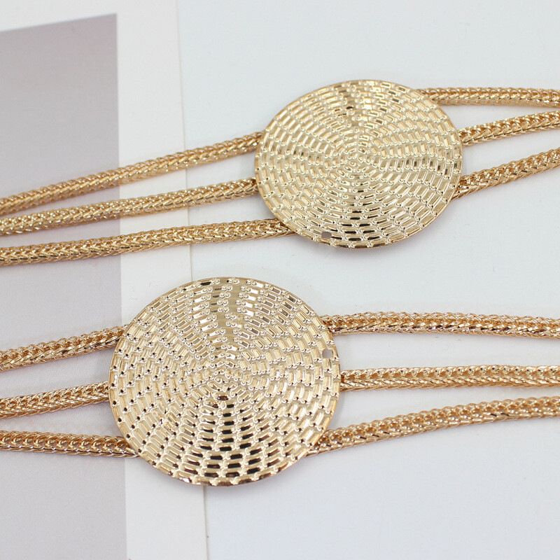 Elegant Round Metal Belt For Women Retro Gold Chain Dress Long Belts ...