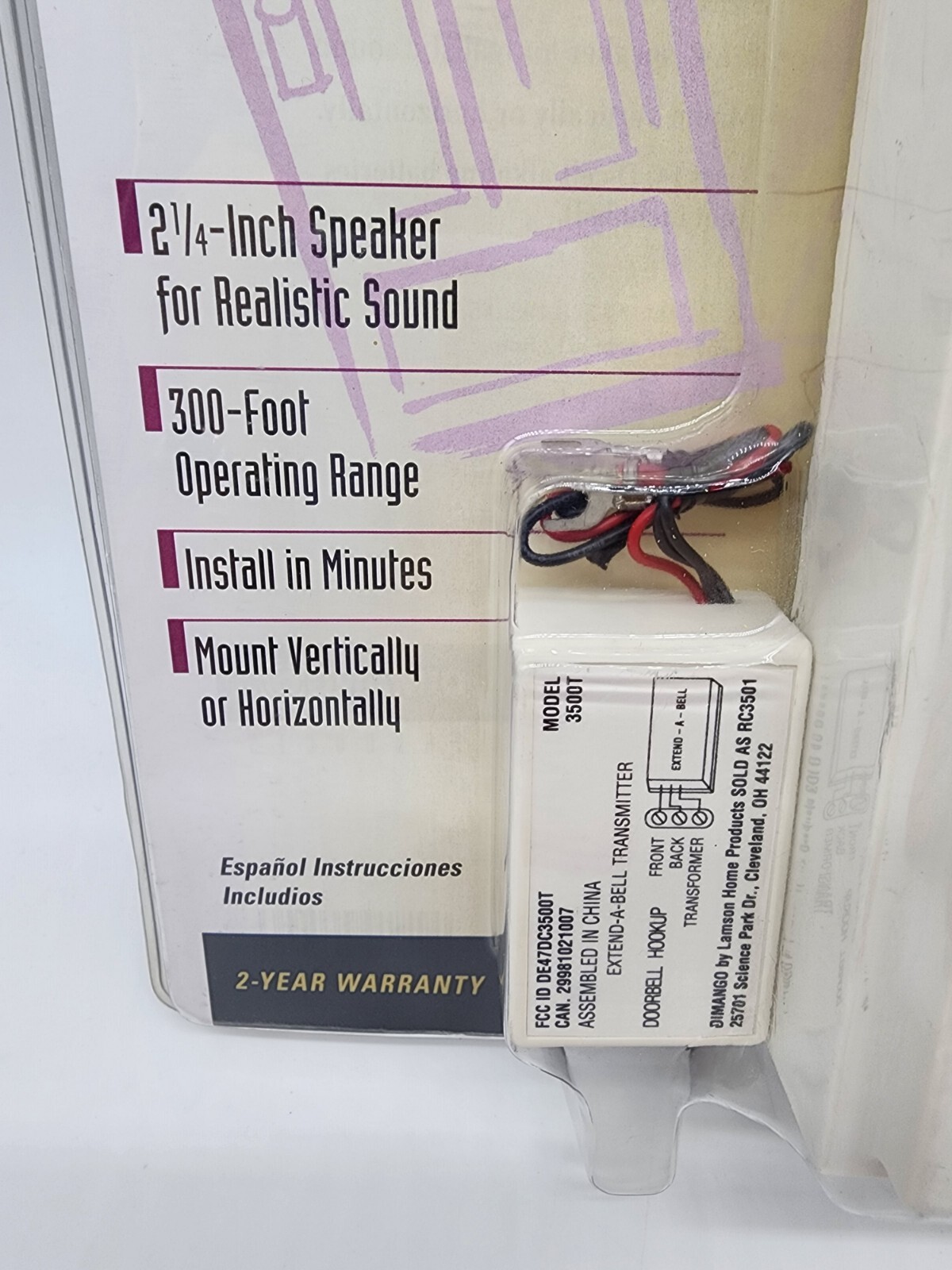 Dimango Extend-A-Bell RC3500 Weatherproof Indoor/Outdoor White Doorbell ...