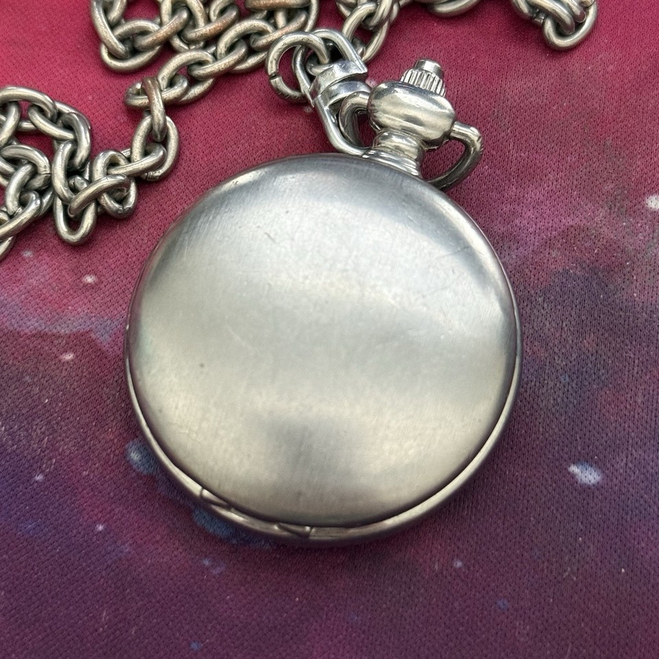 Relic Moon Phase Pocket Watch Silver Tone with Chain - As Is | eBay