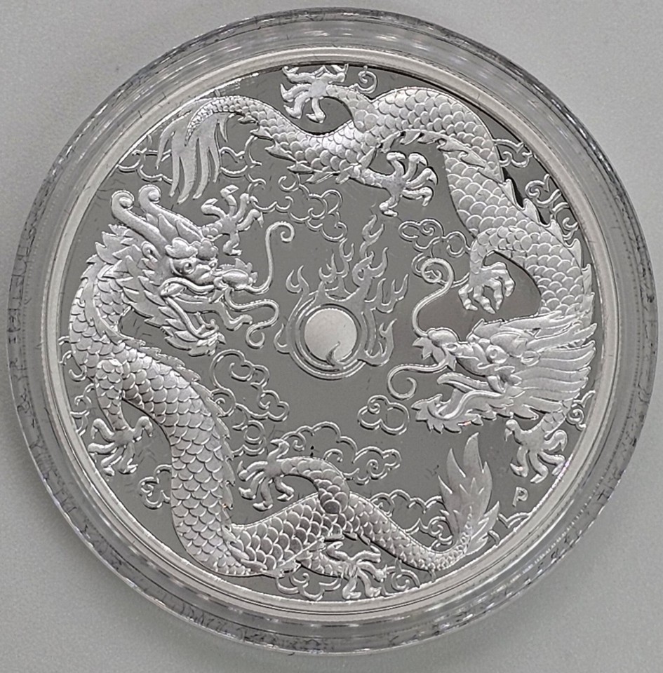 RARE 2020 DOUBLE DRAGON 1oz .9999 SILVER PROOF COIN-PERTH MINT ...