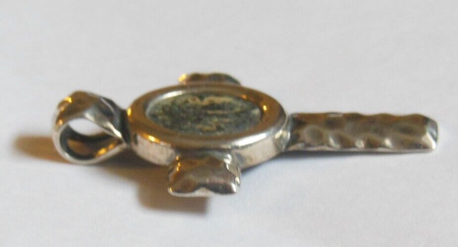 Authentic Ancient Widow's Mite Coin, in Sterling Silver Cross Pendant ...