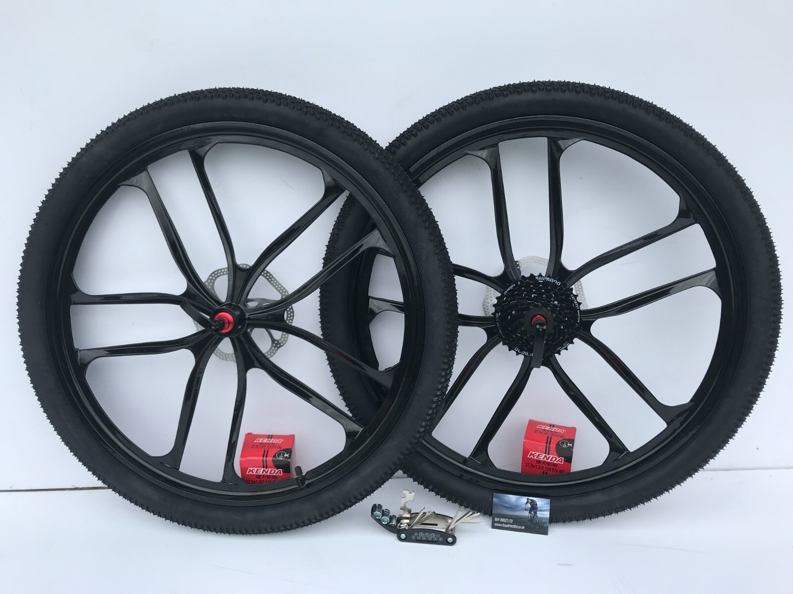 MAGNESIUM BIKE WHEELS 26” FRONT/REAR 8 SPEED 2 DISC FREE TOOL KIT BLACK ...