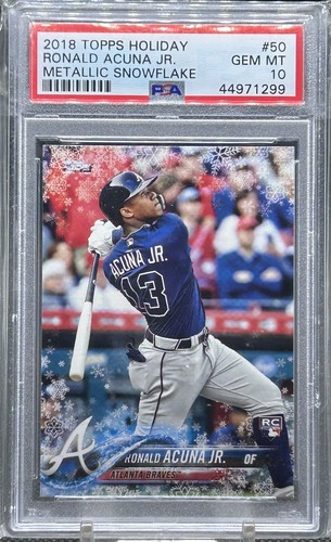 2018 Topps Holiday Ronald Acuna Jr HMW50 RC Metallic Snowflake PSA 10 ...