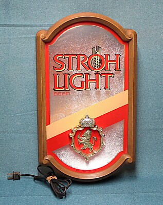 Vintage Stroh Light Beer Bar Sign Lighted Advertisement 1986 - NICE | eBay