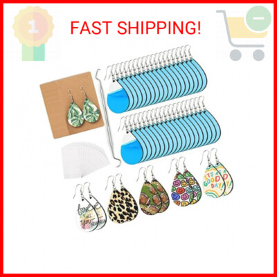 HTVRONT Sublimation Wood Earring Blanks Bulk - 50 Pcs with Blue ...